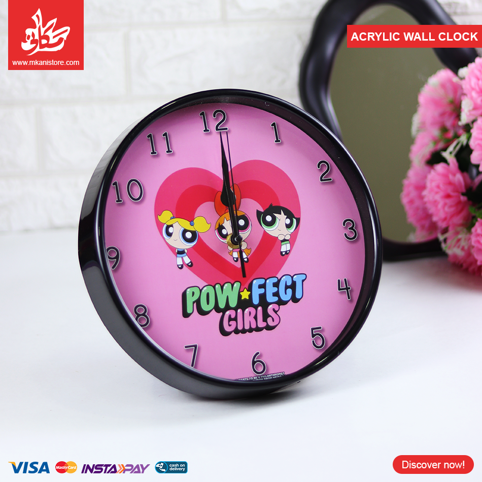 Acrylic Wall Clock – Powerpuff Girls Pink – mkanistore